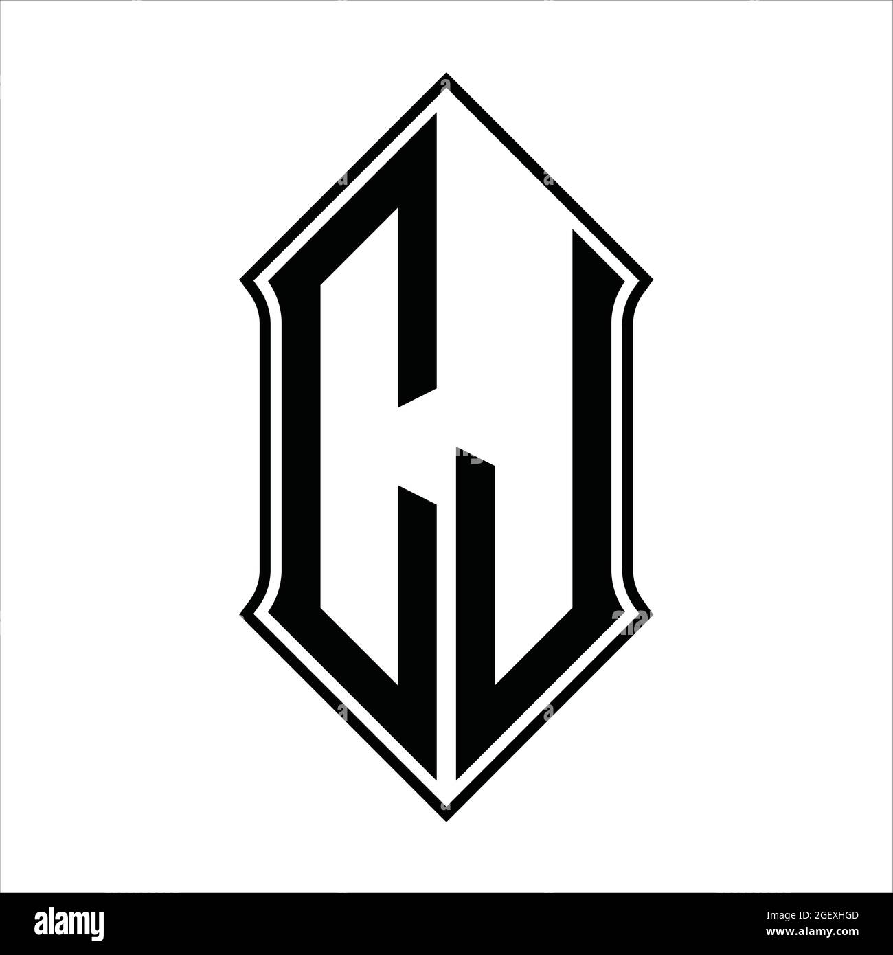 CJ Logo monogram with shieldshape and black outline design template ...