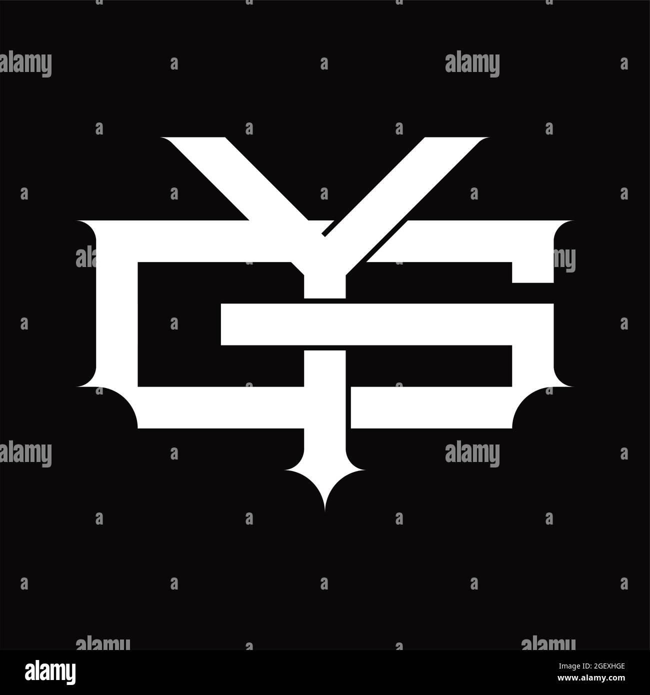 GY Logo monogram with vintage overlapping linked style on white design ...