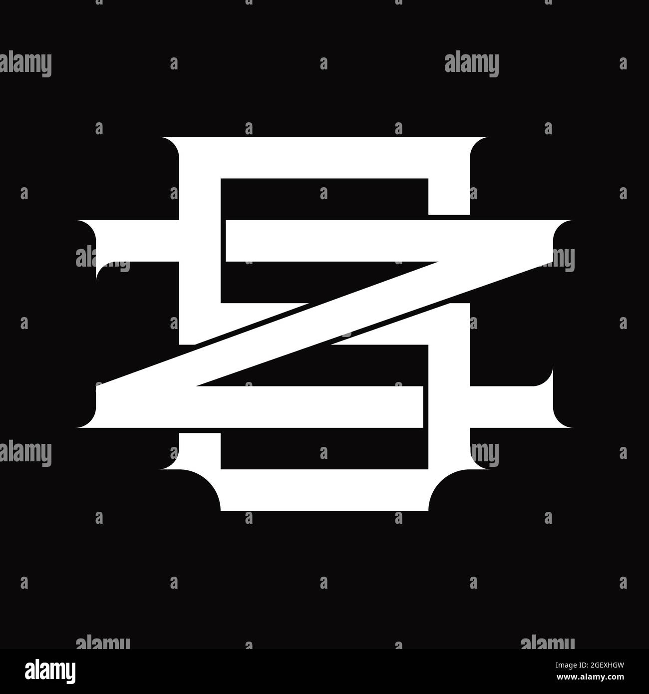 ZS Logo monogram with vintage overlapping linked style on white design ...