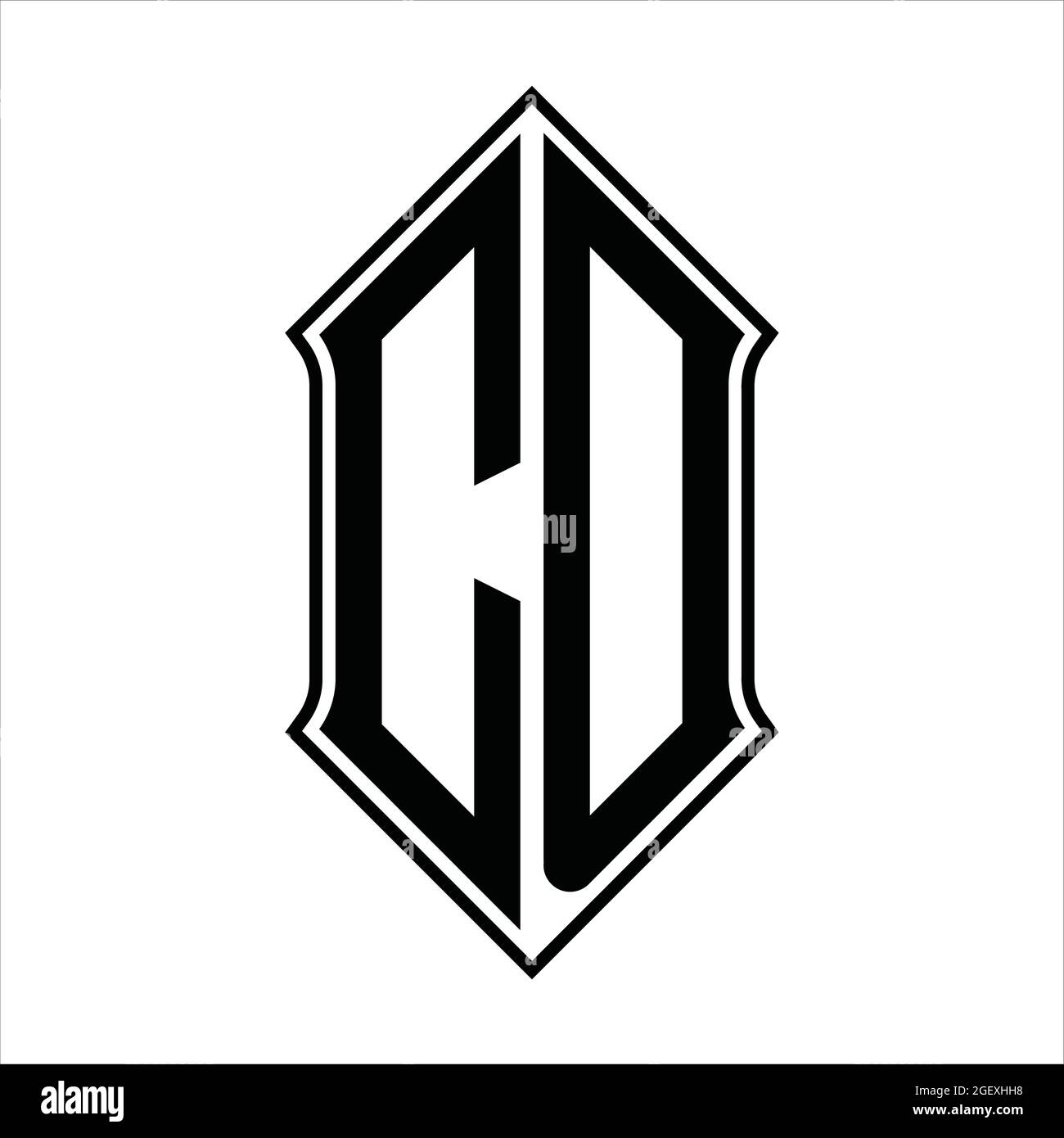 CD Logo monogram with shieldshape and black outline design template ...