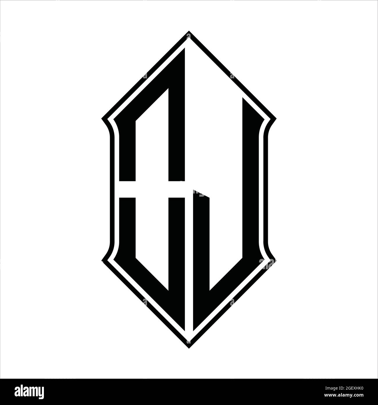 OJ Logo monogram with shieldshape and black outline design template ...