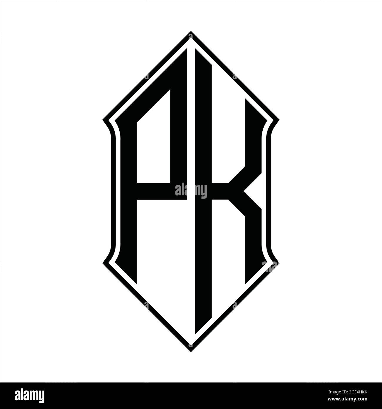 PK Logo monogram with shieldshape and black outline design template ...
