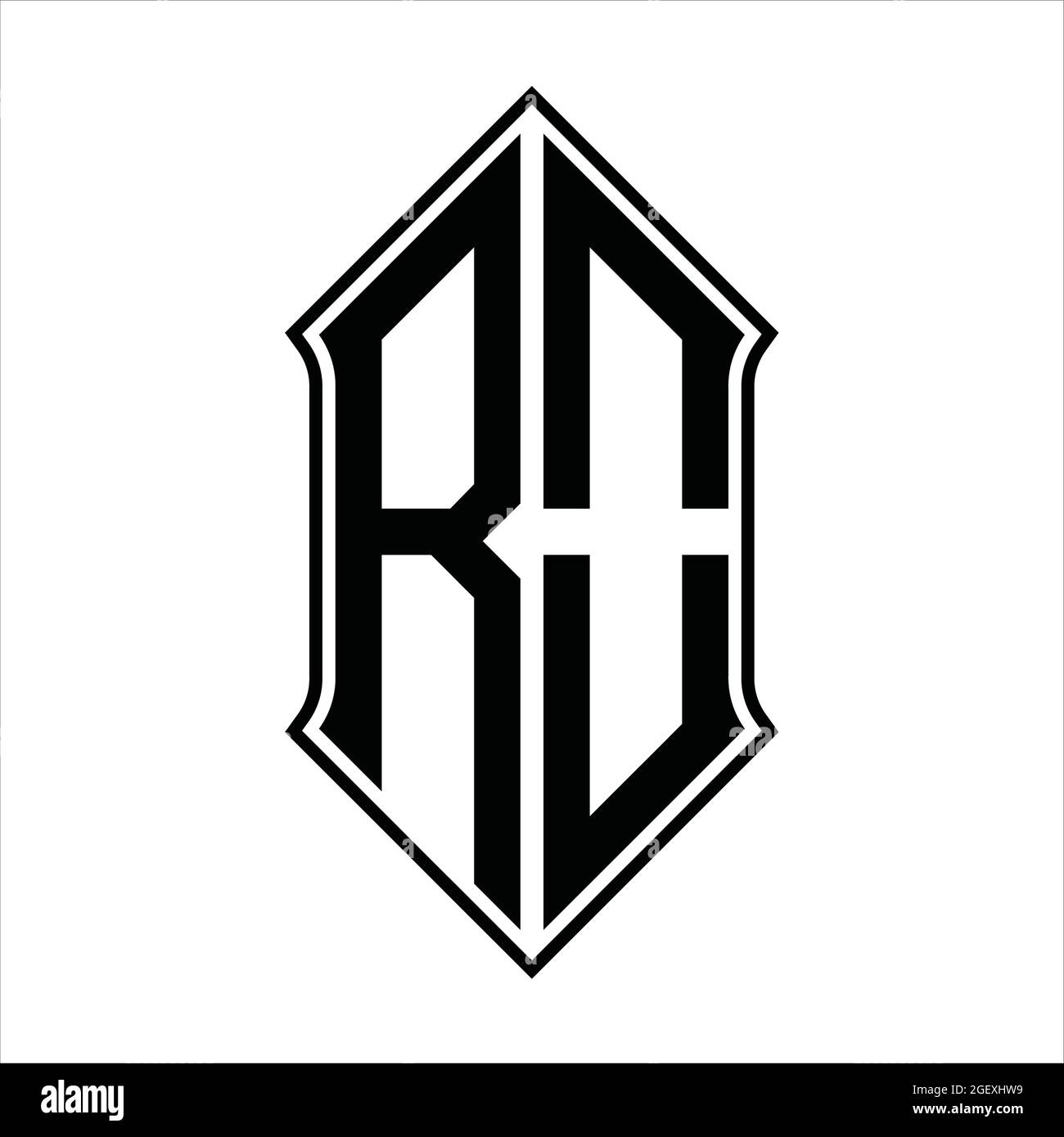 RO Logo monogram with shieldshape and black outline design template ...