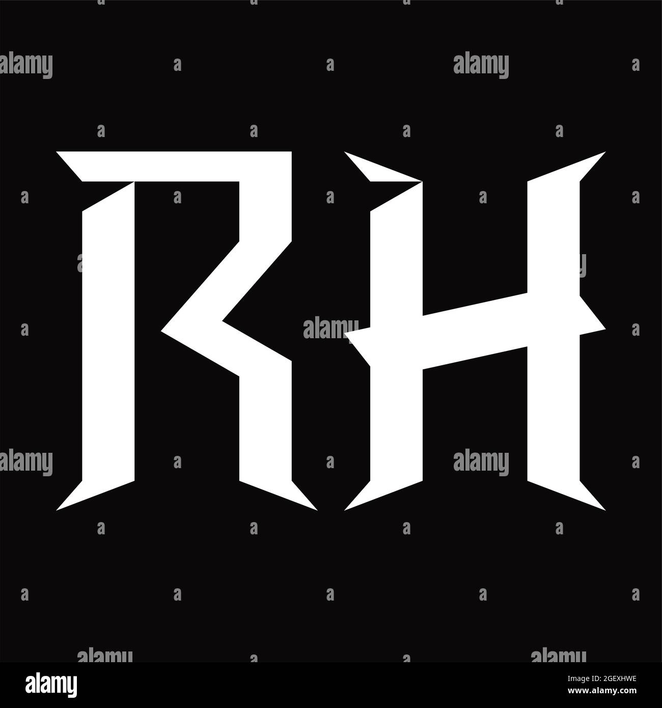 RH Logo monogram with vintage overlapping linked style on white design ...