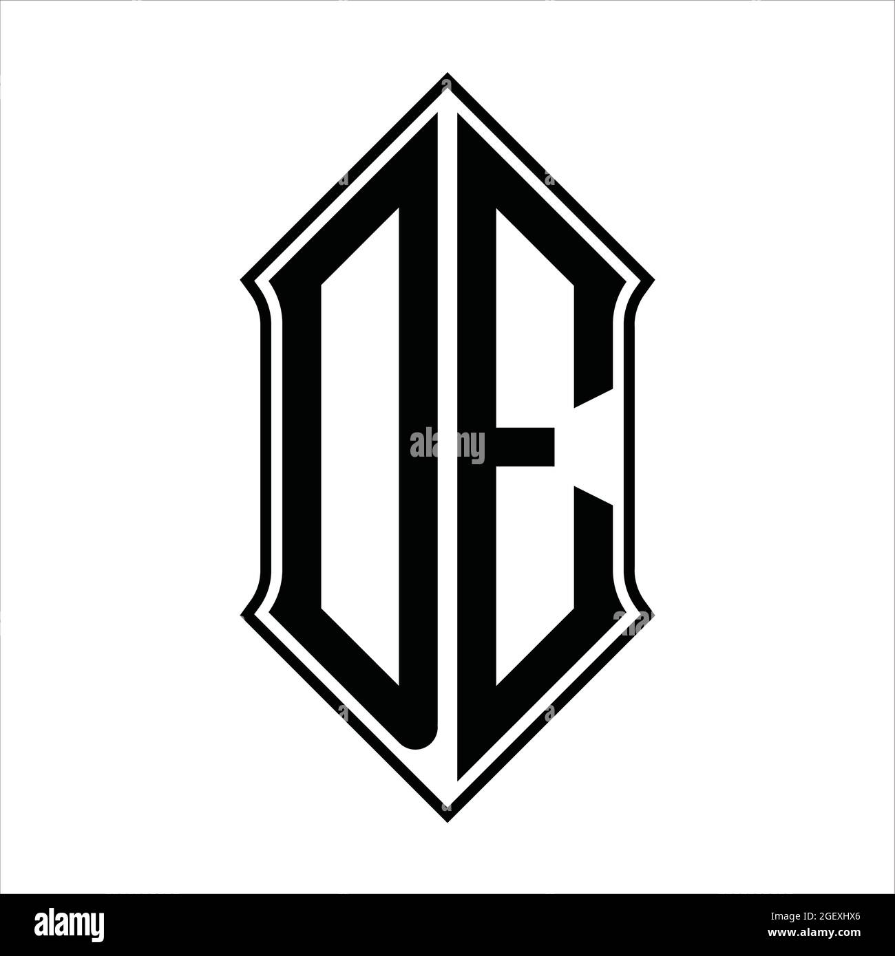 DE Logo monogram with shieldshape and black outline design template ...