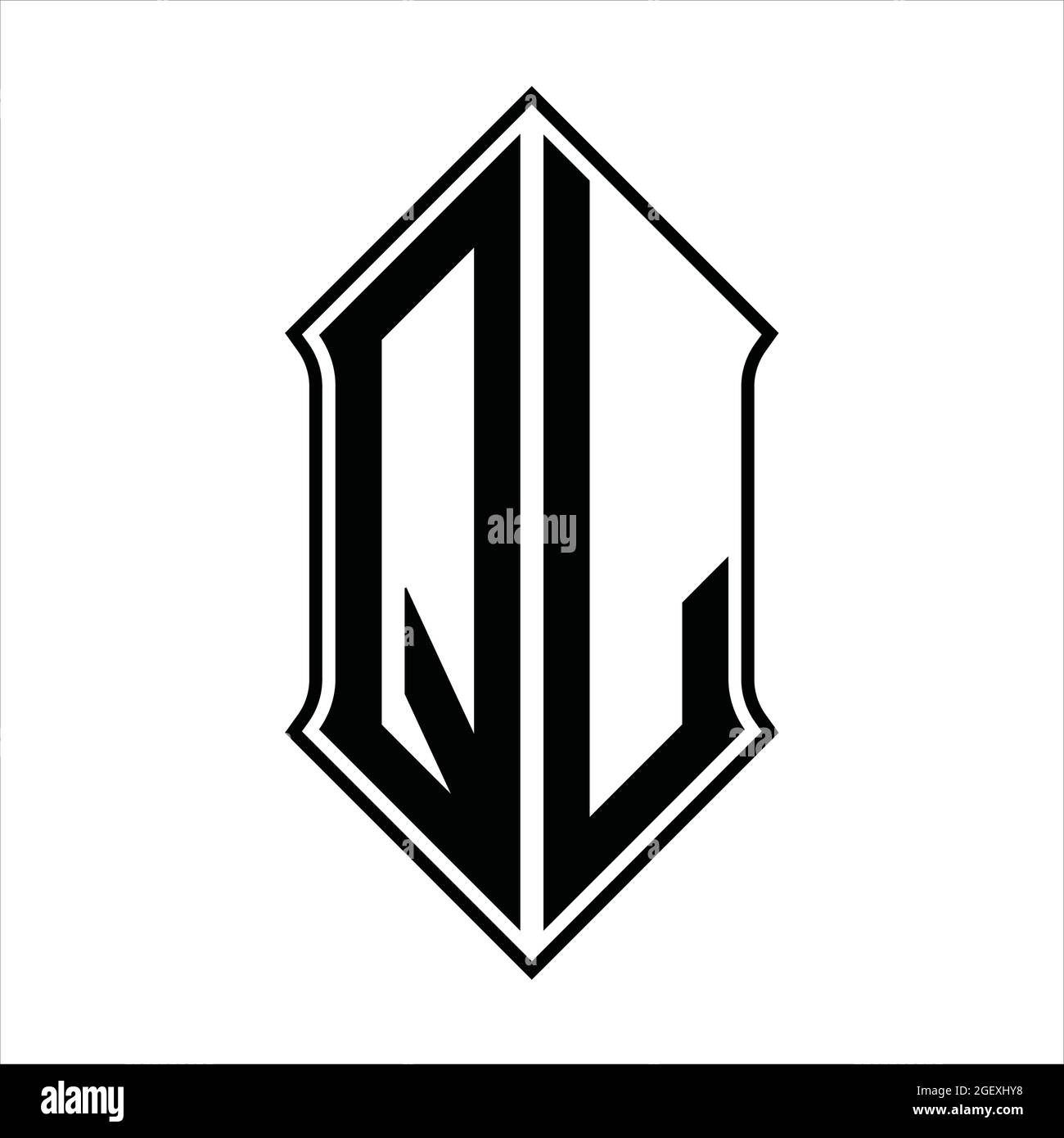 QL Logo monogram with shieldshape and black outline design template ...