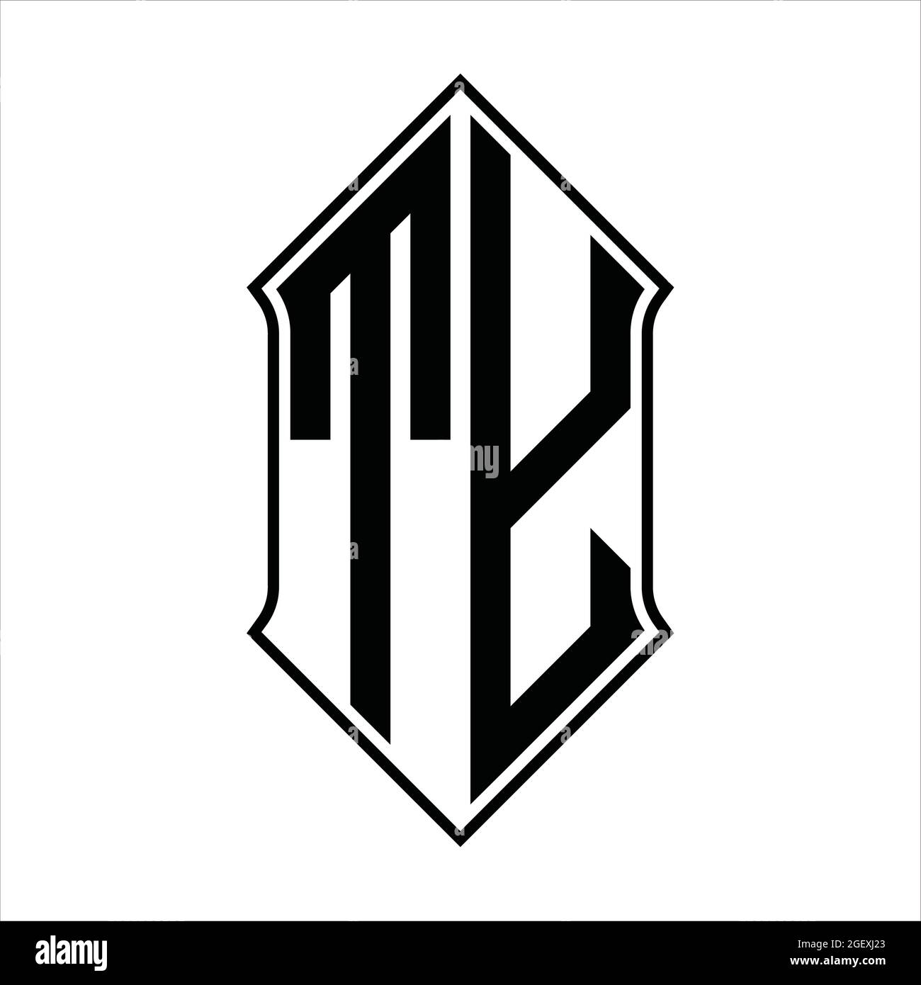 TY Logo monogram with shieldshape and black outline design template ...