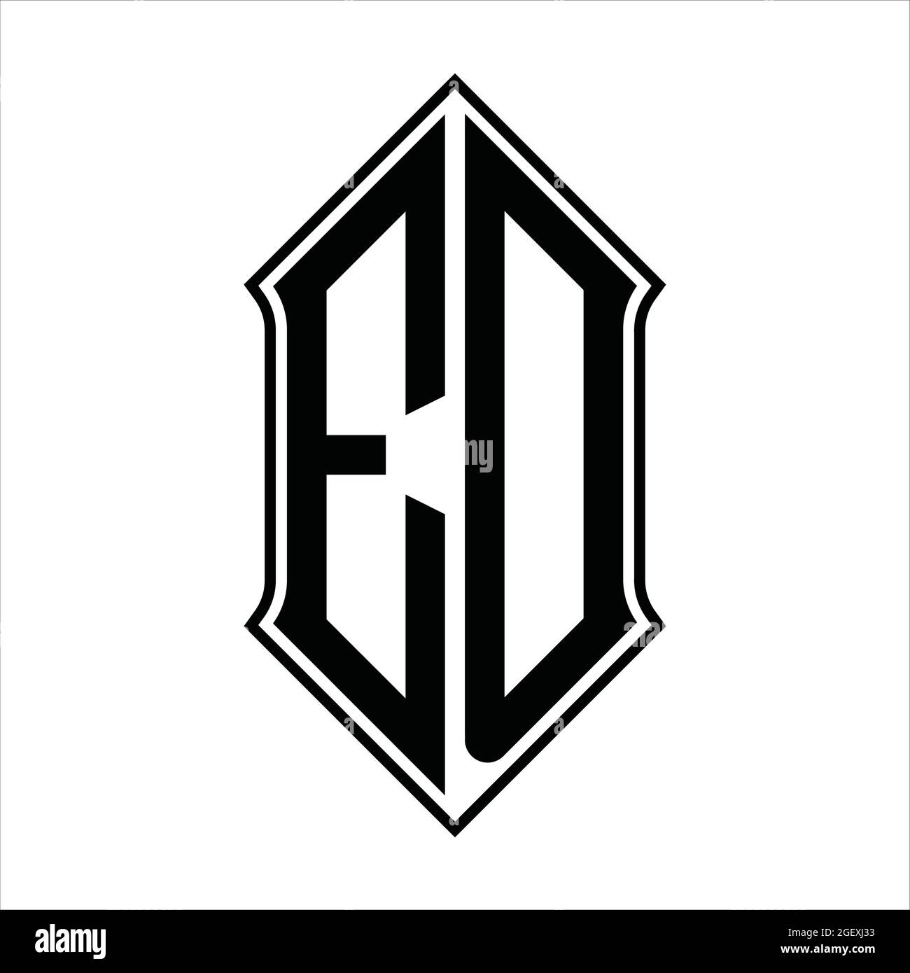 ED Logo monogram with shieldshape and black outline design template ...