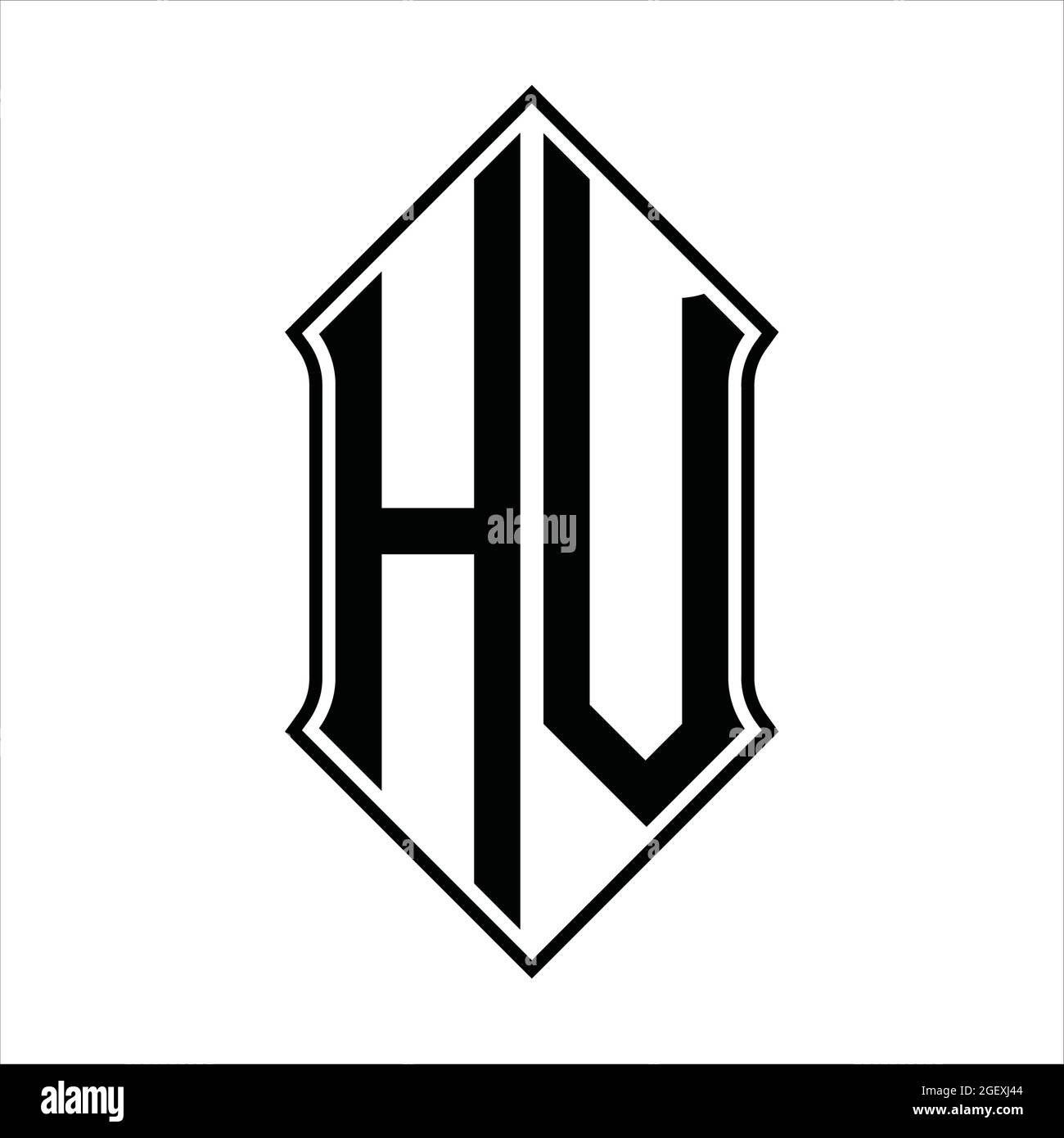 HV Logo monogram with shieldshape and black outline design template ...
