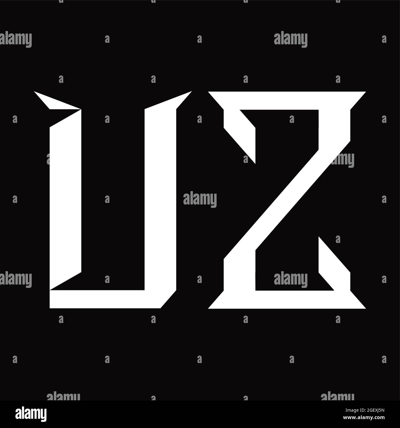 UZ Logo monogram with vintage overlapping linked style on white design ...