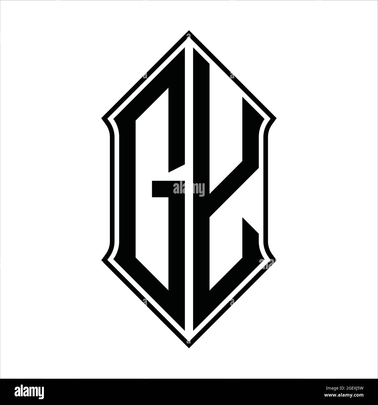 GY Logo monogram with shieldshape and black outline design template ...