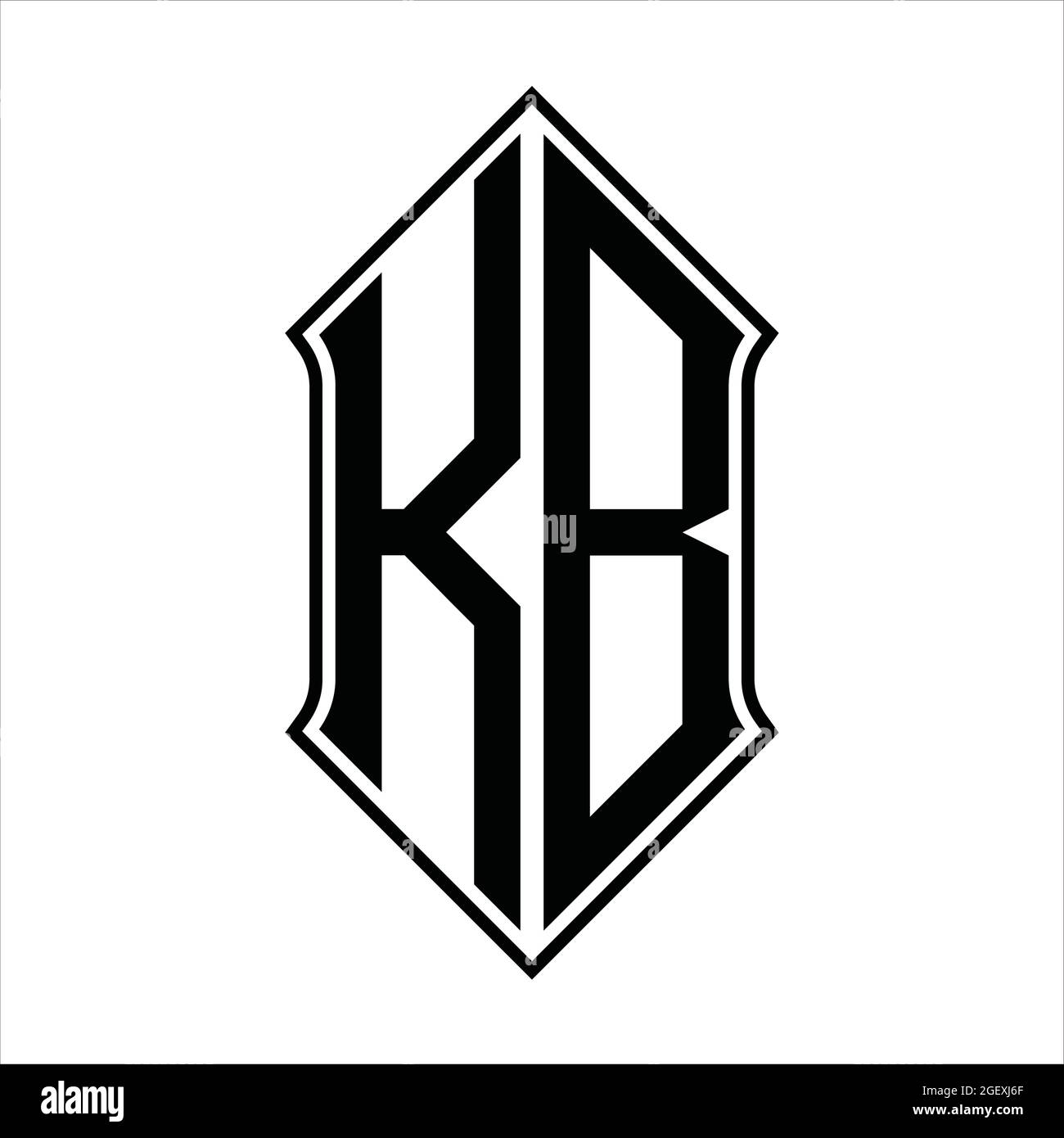KB Logo monogram with shieldshape and black outline design template ...