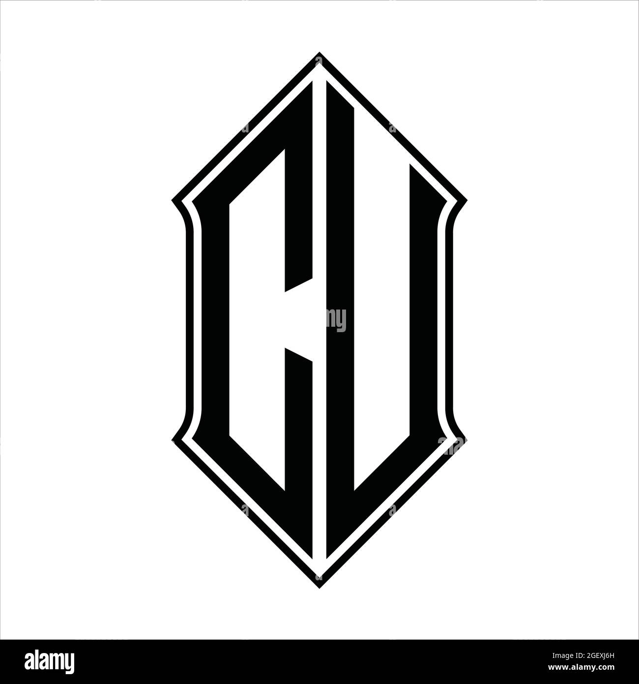 CU Logo monogram with shieldshape and black outline design template ...