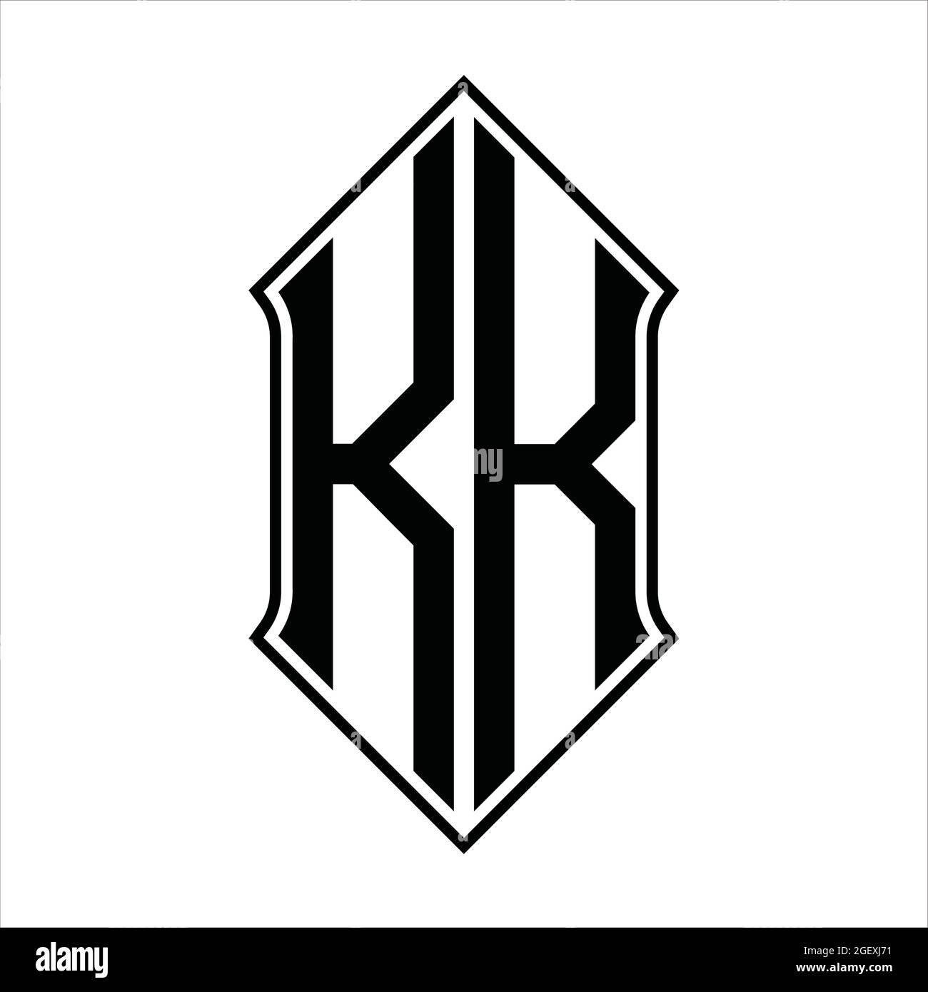 KK Logo monogram with shieldshape and black outline design template ...