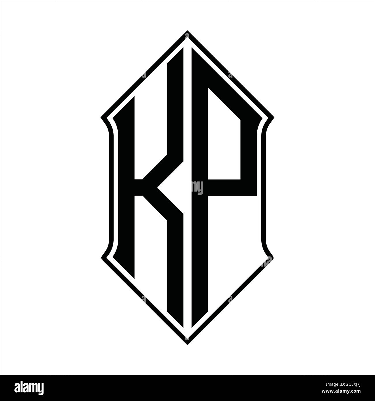 KP Logo monogram with shieldshape and black outline design template ...