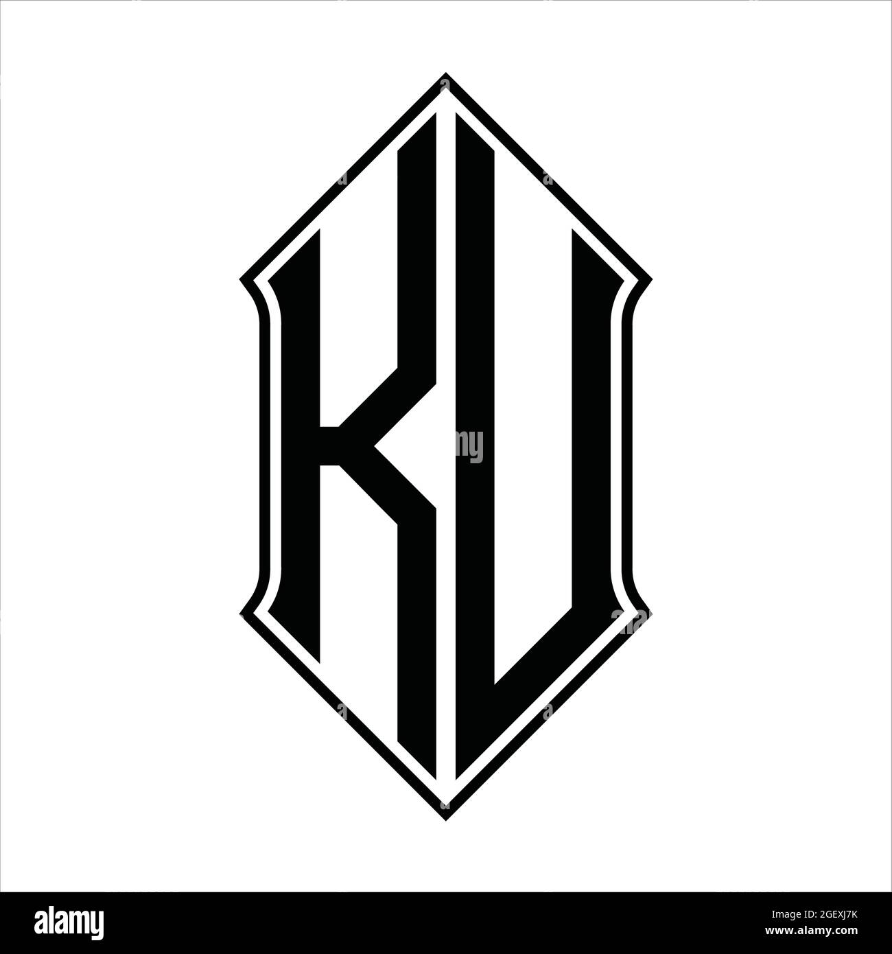 KU Logo monogram with shieldshape and black outline design template ...