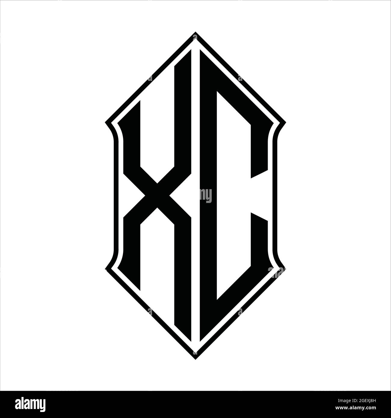 XC Logo monogram with shieldshape and black outline design template ...