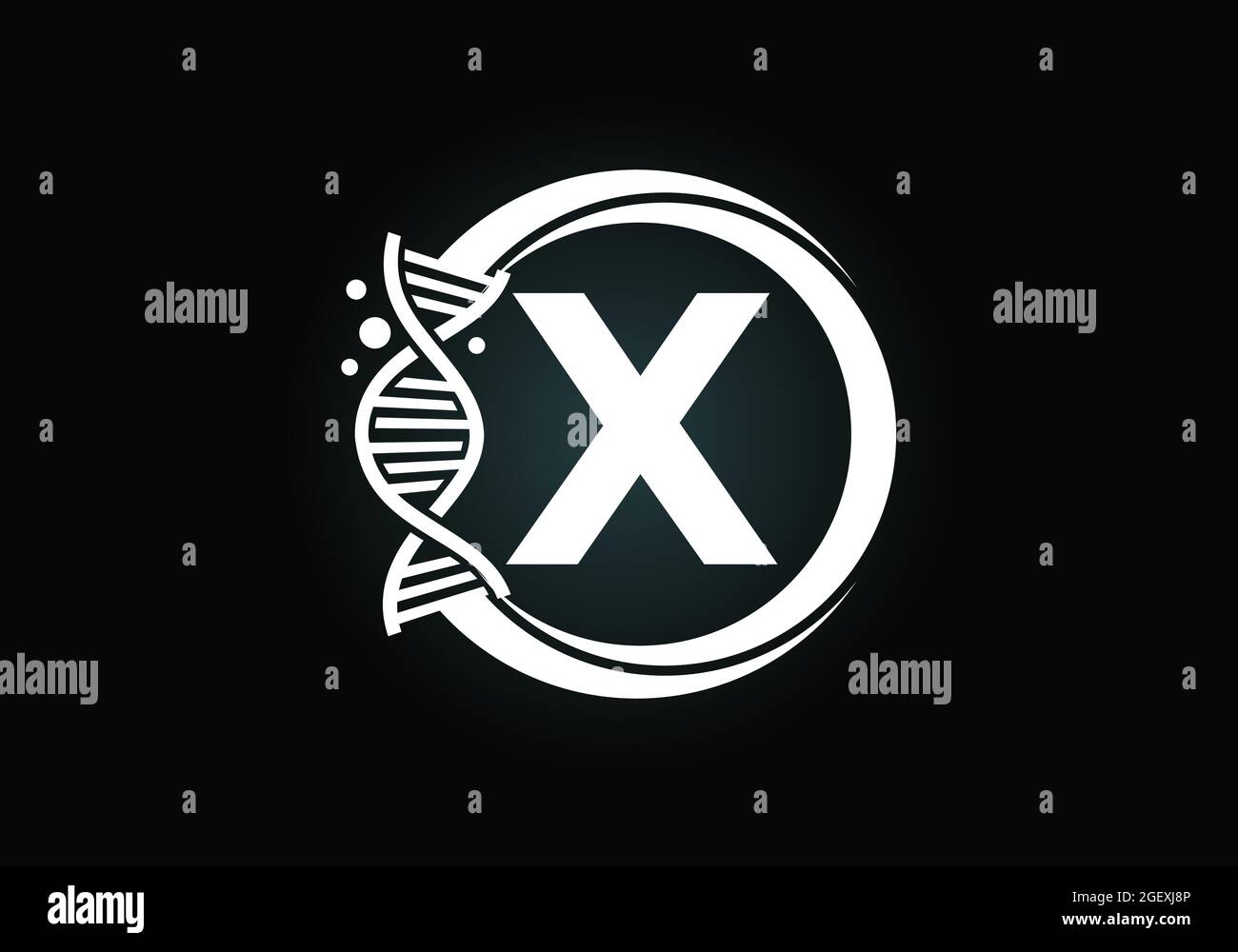 Initial X monogram alphabet in a circle with DNA. Genetics logo design ...