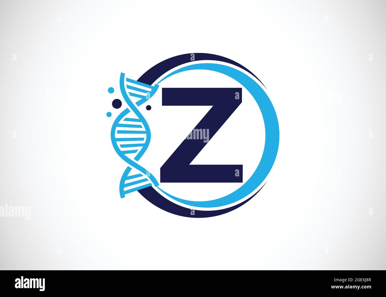 Initial Z monogram alphabet in a circle with DNA. Genetics logo design ...