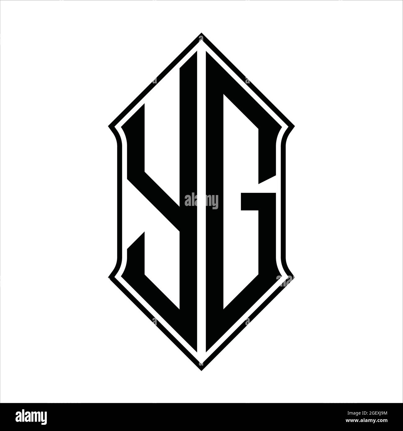 YG Logo monogram with shieldshape and black outline design template ...