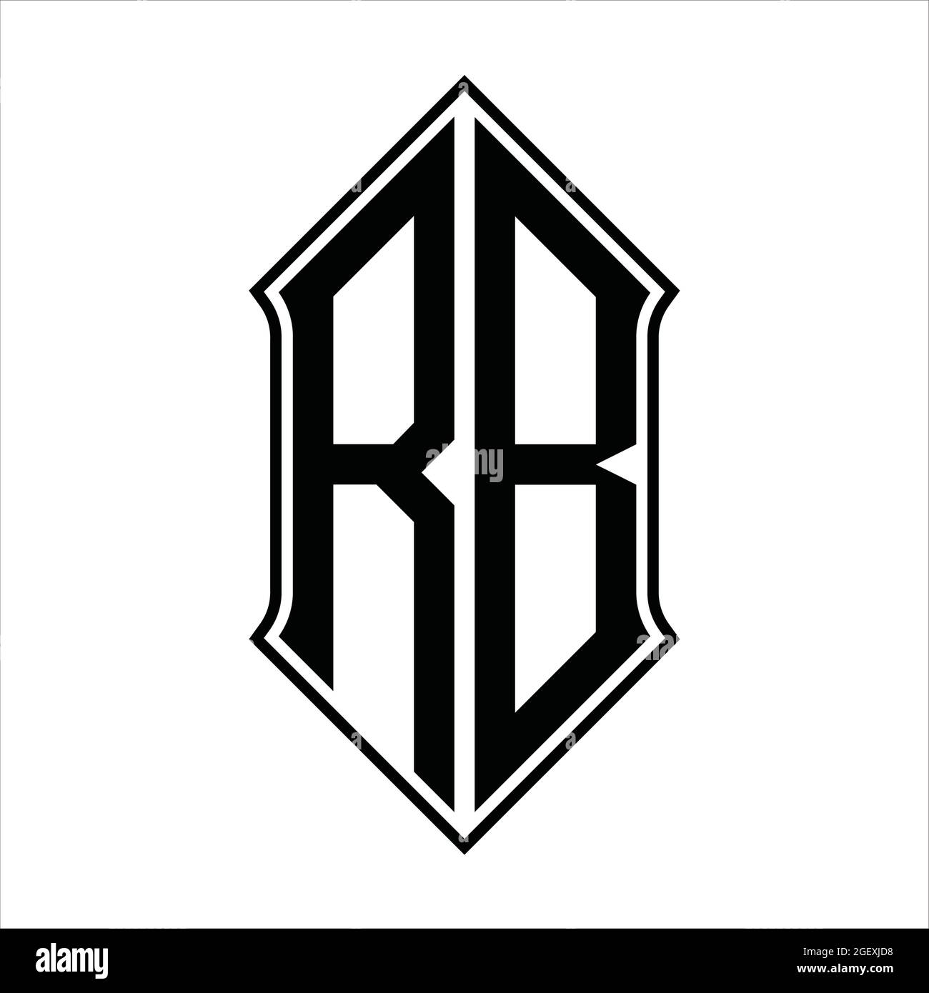 RB Logo monogram with shieldshape and black outline design template ...