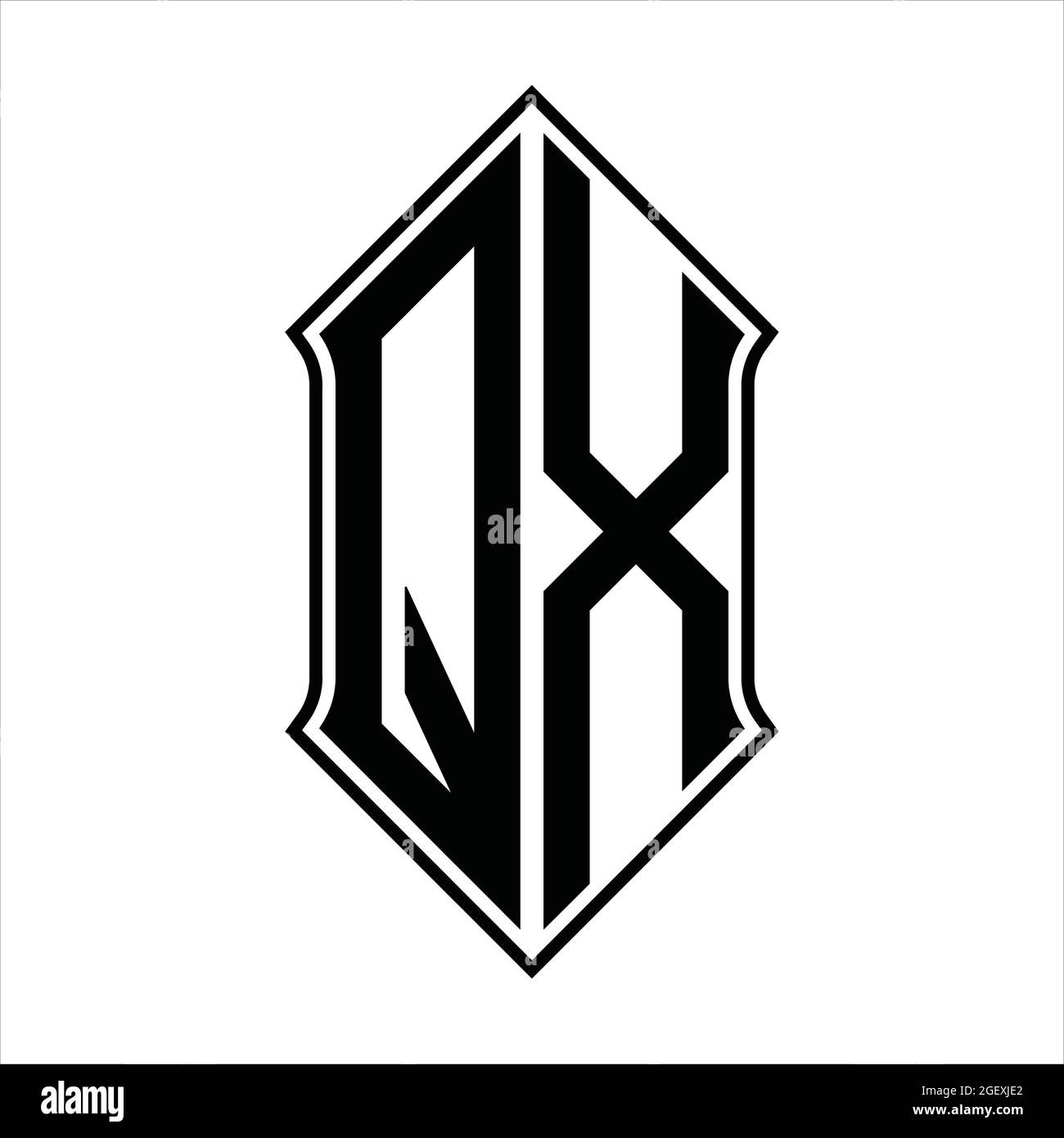 QX Logo monogram with shieldshape and black outline design template ...