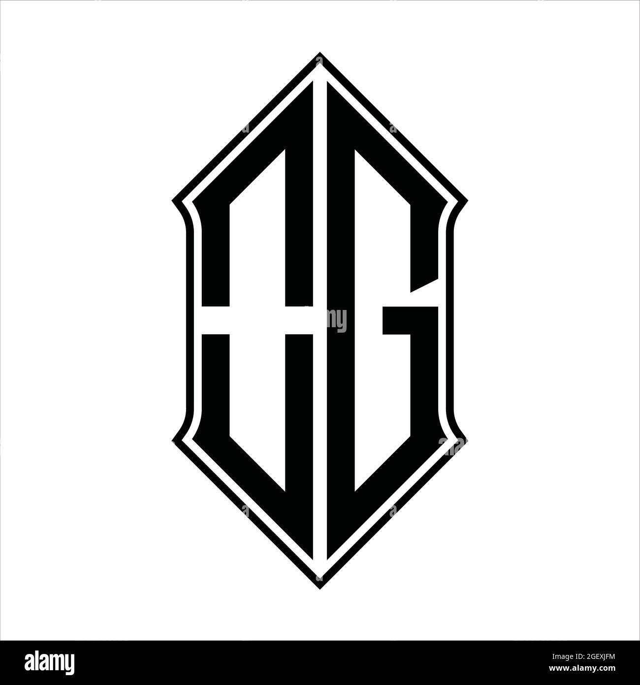 OG Logo monogram with shieldshape and black outline design template ...