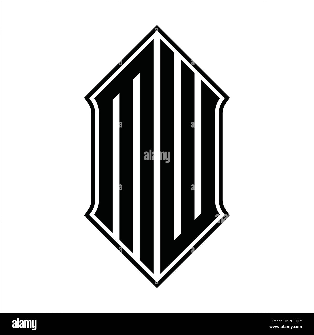 MW Logo monogram with shieldshape and black outline design template ...