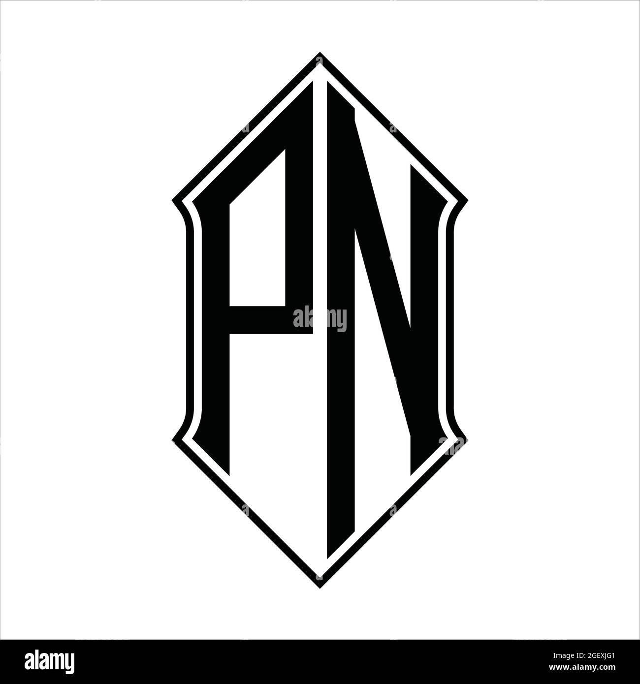 PN Logo monogram with shieldshape and black outline design template ...