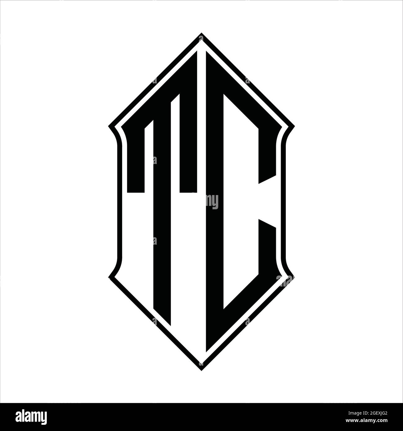 TC Logo monogram with shieldshape and black outline design template ...