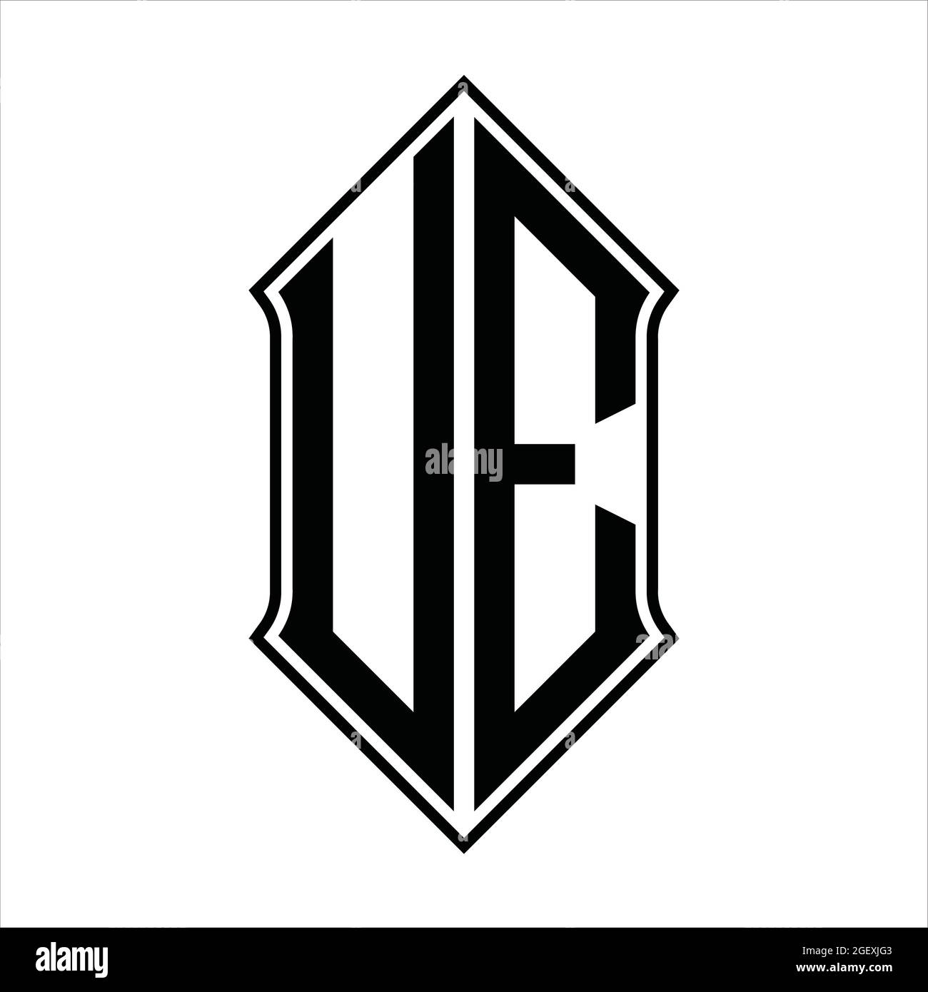UE Logo monogram with shieldshape and black outline design template ...