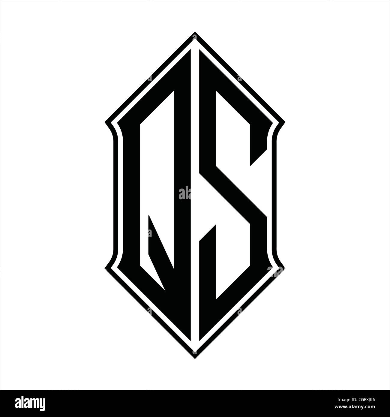 QS Logo monogram with shieldshape and black outline design template ...