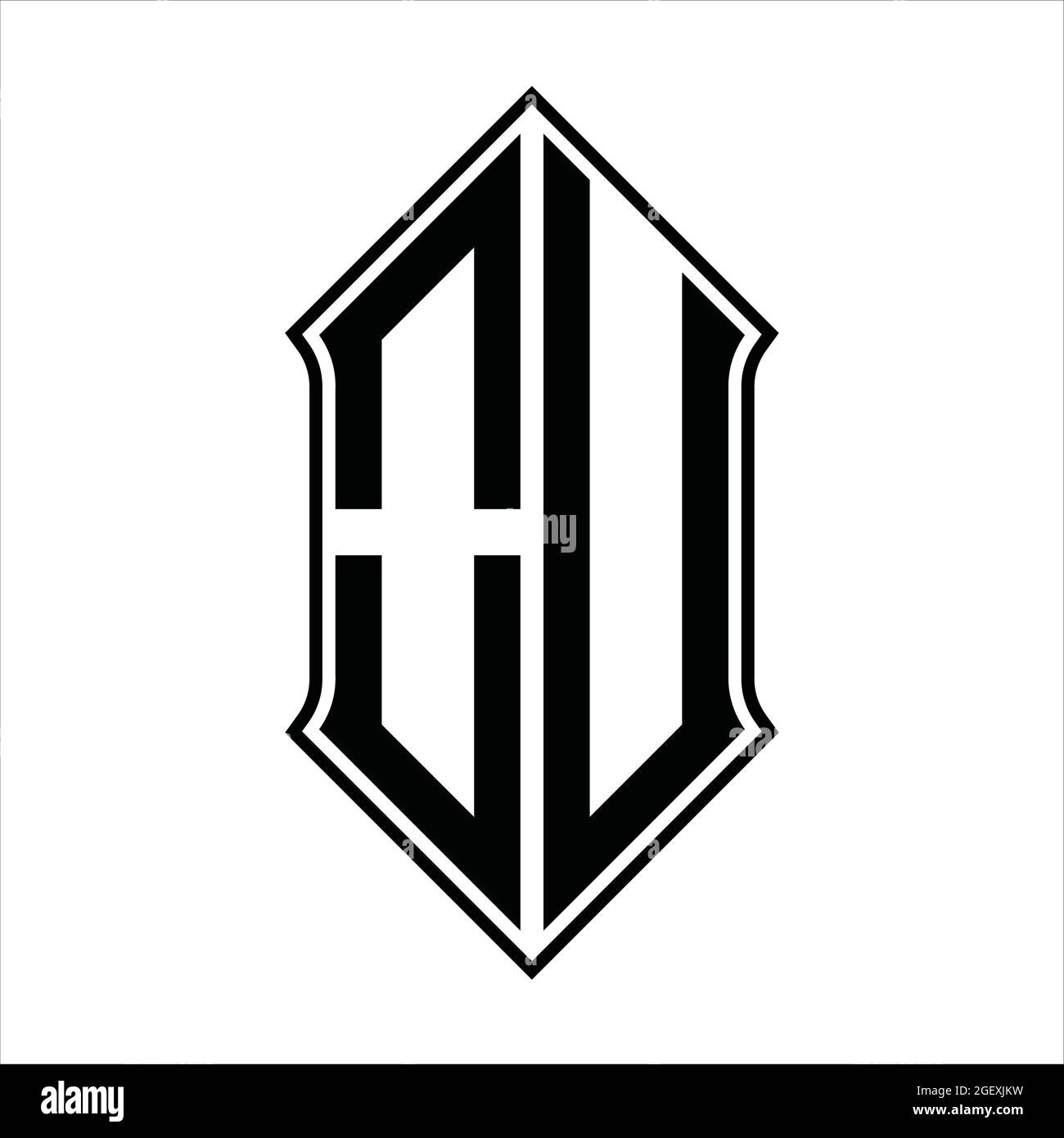 OU Logo monogram with shieldshape and black outline design template ...