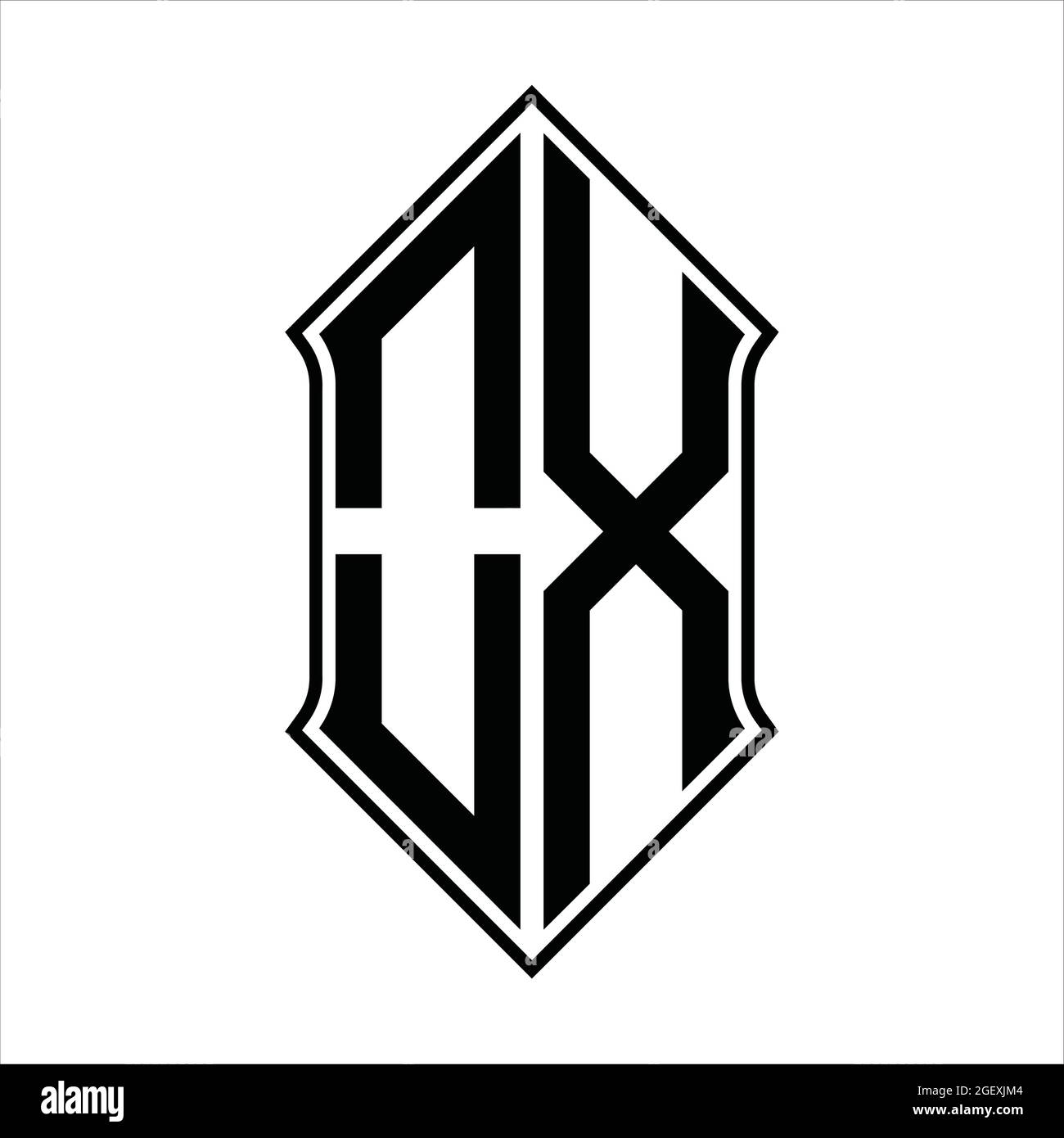 OX Logo monogram with shieldshape and black outline design template ...