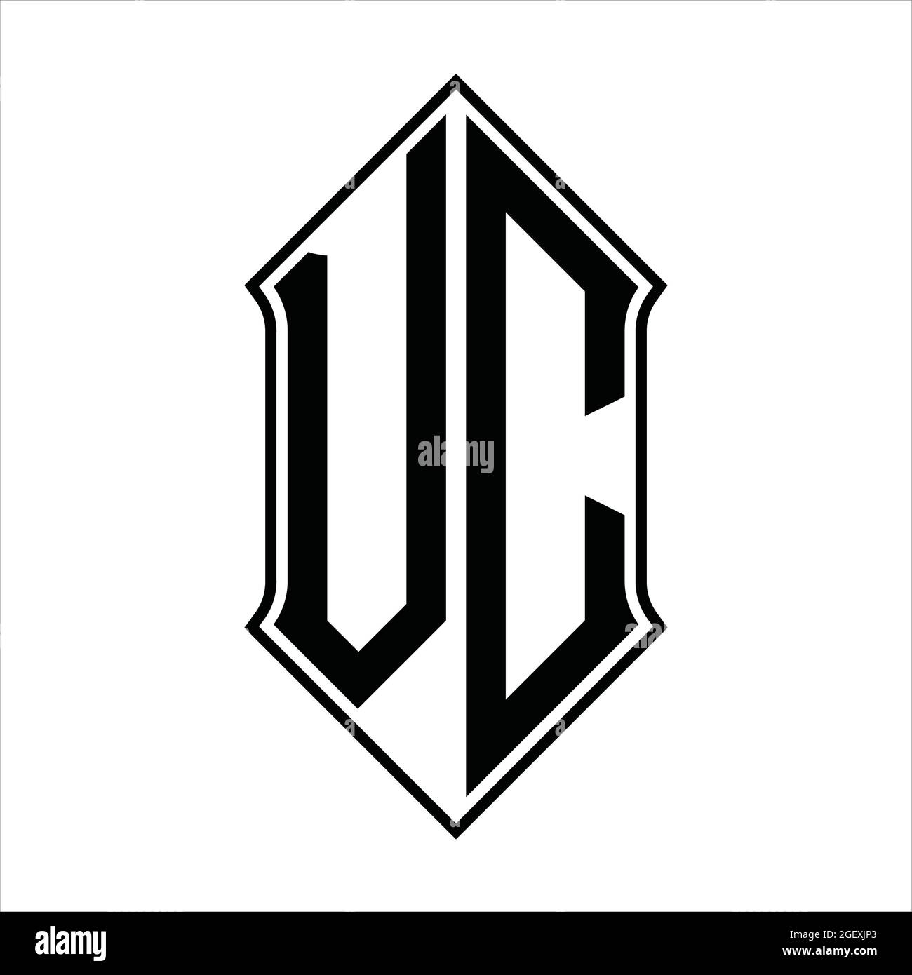 VC Logo monogram with shieldshape and black outline design template ...