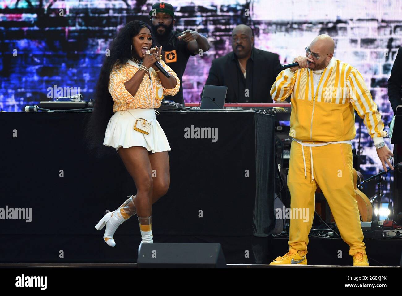 New York, NY, USA. 21st Aug, 2021. Remy Ma, Fat Joe, on stage in ...