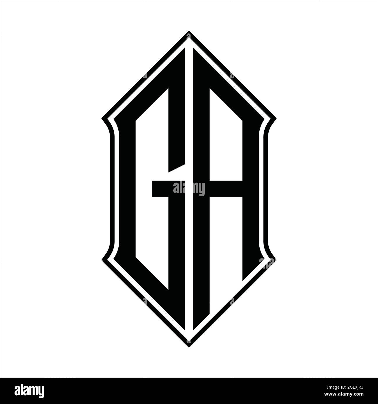 GA Logo monogram with shieldshape and black outline design template ...