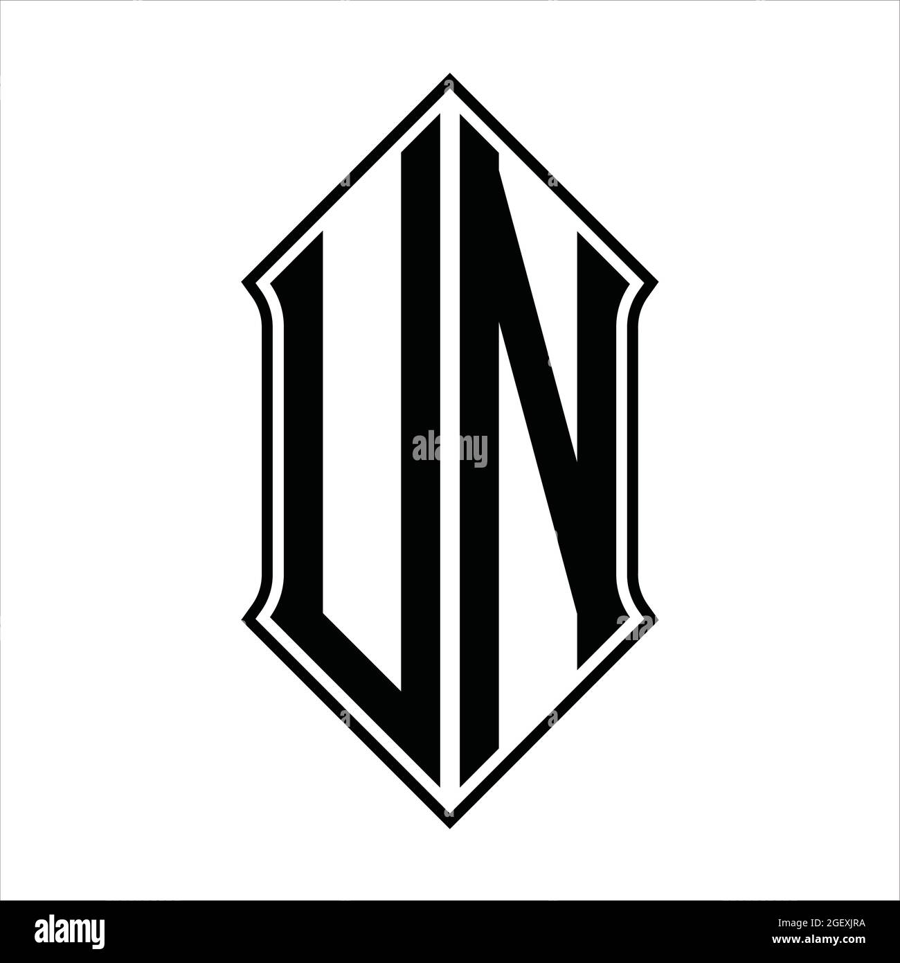 UN Logo monogram with shieldshape and black outline design template ...