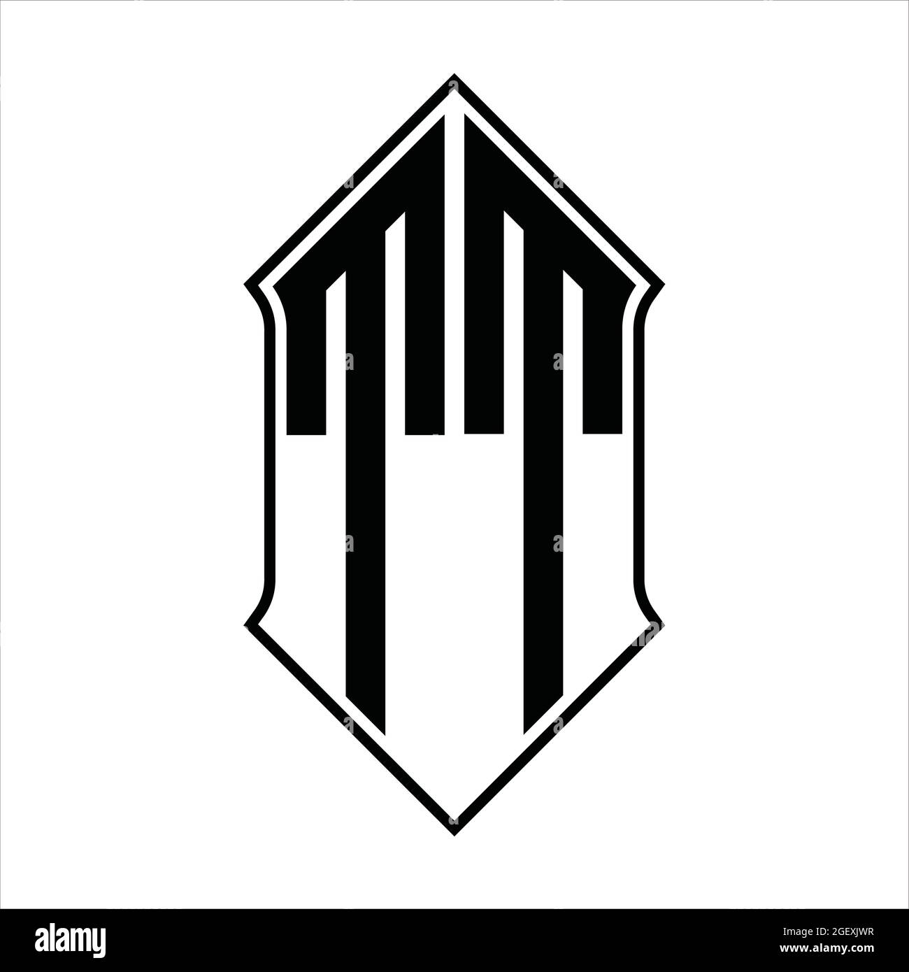 TT Logo monogram with shieldshape and black outline design template vector icon abstract Stock ...