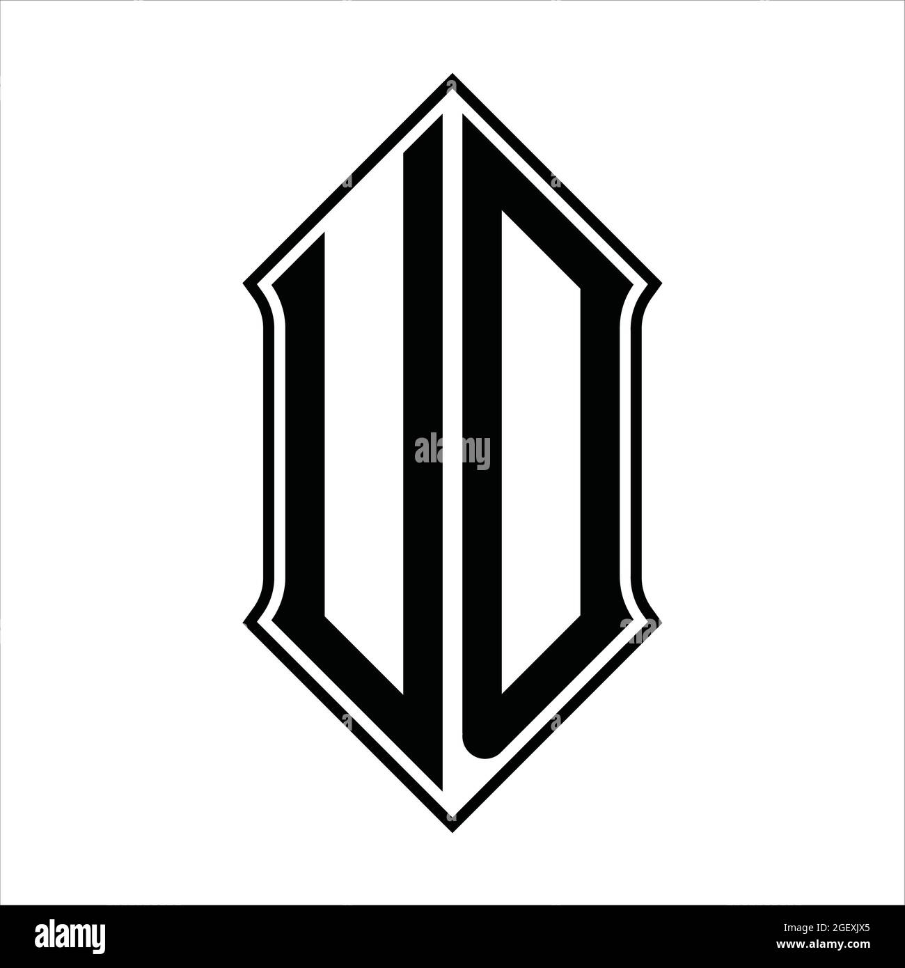 UD Logo monogram with shieldshape and black outline design template ...