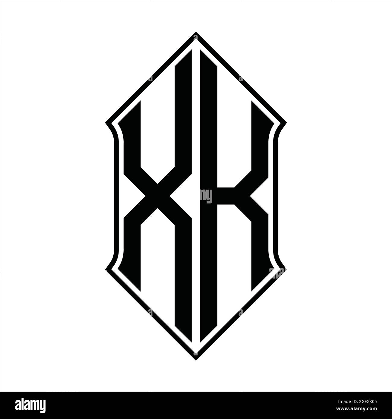 XK Logo monogram with shieldshape and black outline design template ...
