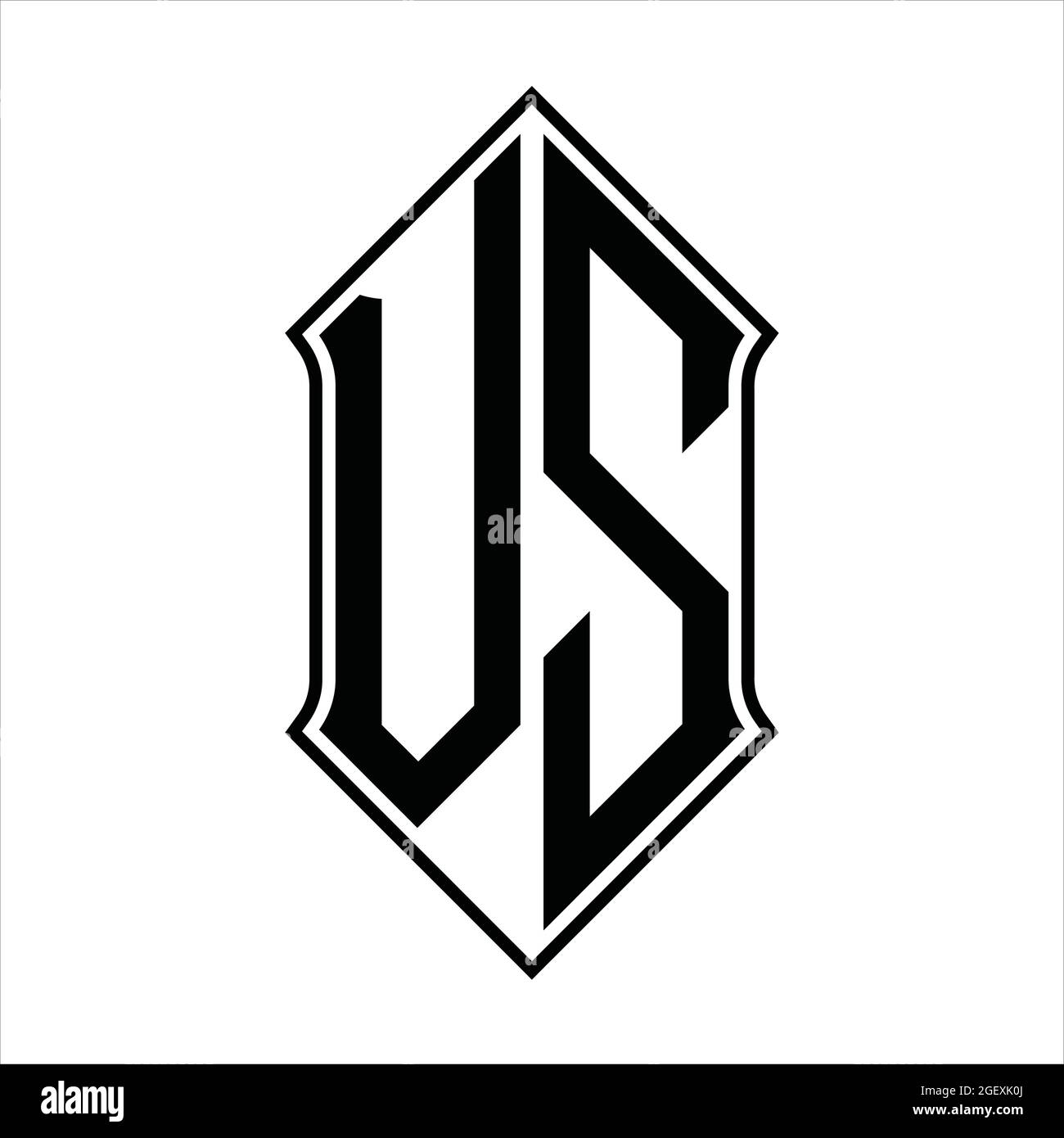 VS SLogo monogram with shieldshape and black outline design template ...