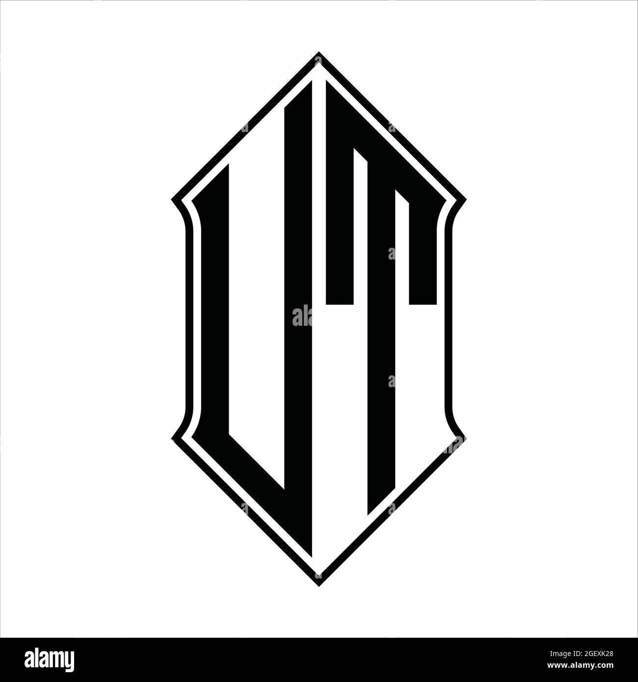UT Logo monogram with shieldshape and black outline design template ...