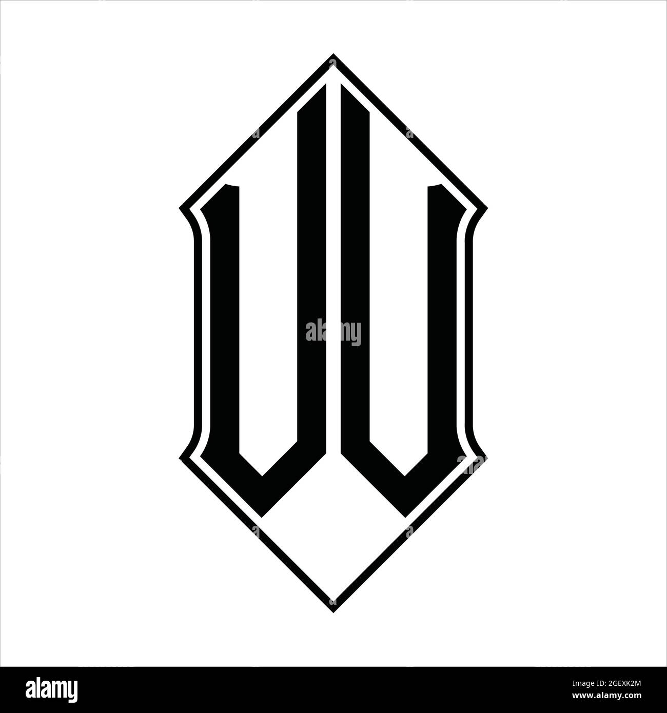 VV Logo monogram with shieldshape and black outline design template ...