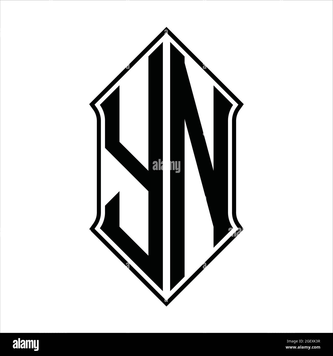 YN Logo monogram with shieldshape and black outline design template ... YN Logo monogram with shieldshape and black outline design template ...