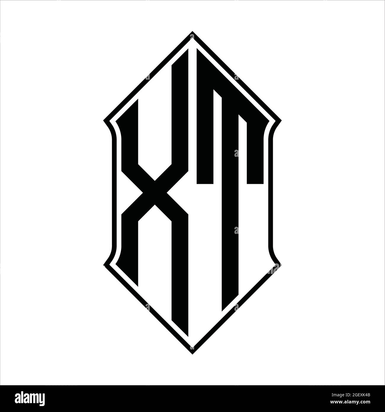 XT Logo monogram with shieldshape and black outline design template ...
