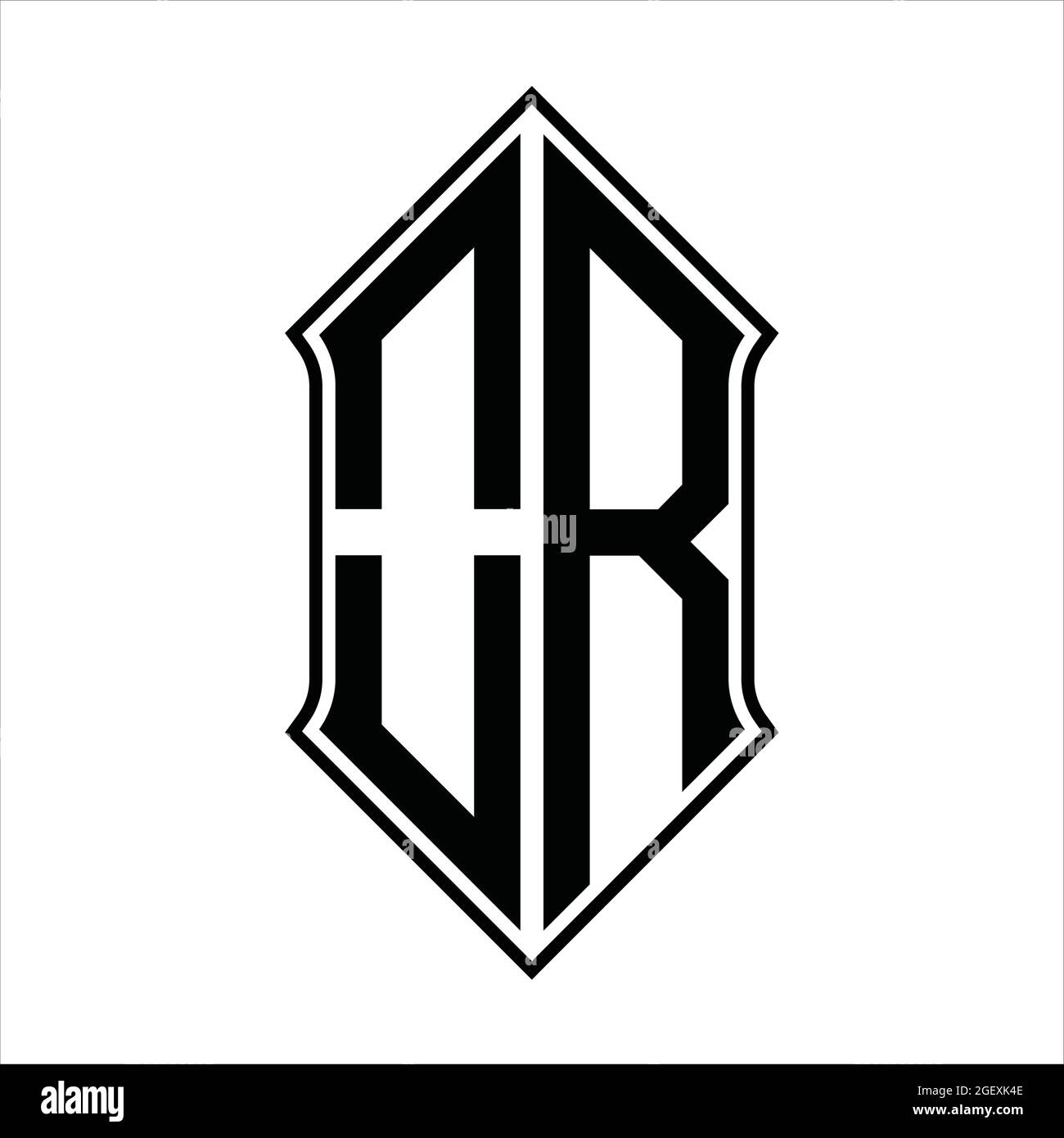 OR Logo monogram with shieldshape and black outline design template ...