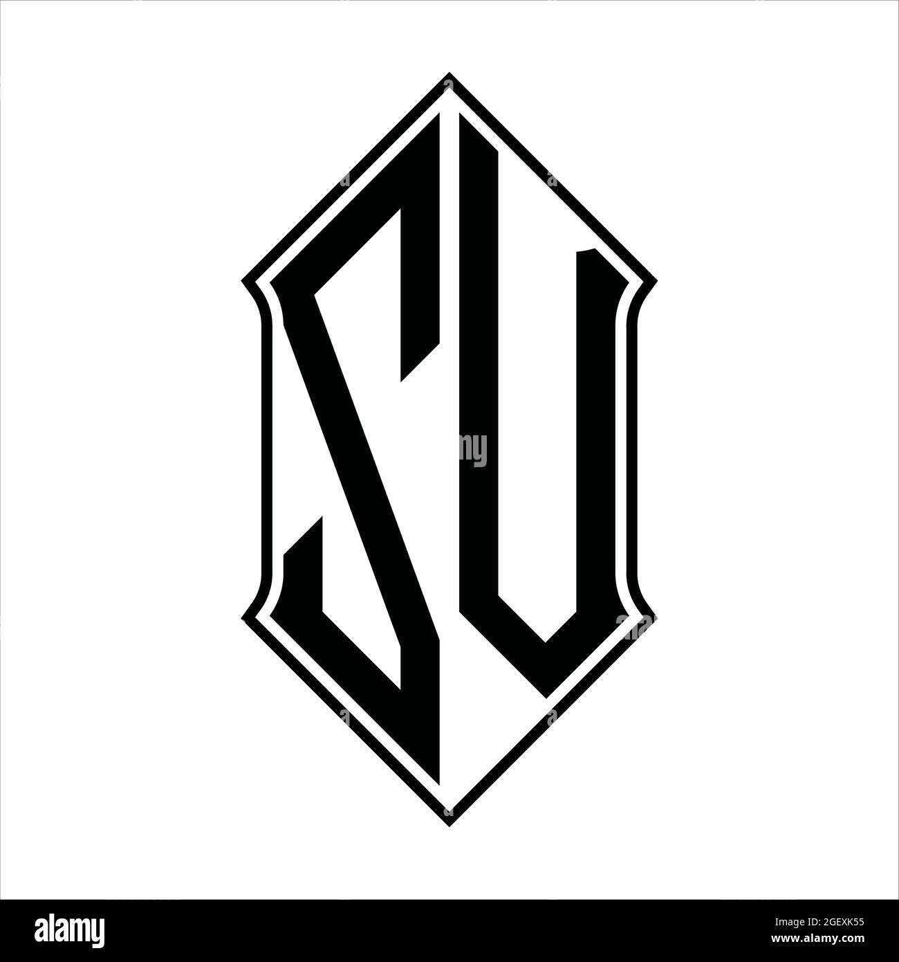 ZV Logo monogram with shieldshape and black outline design template ...