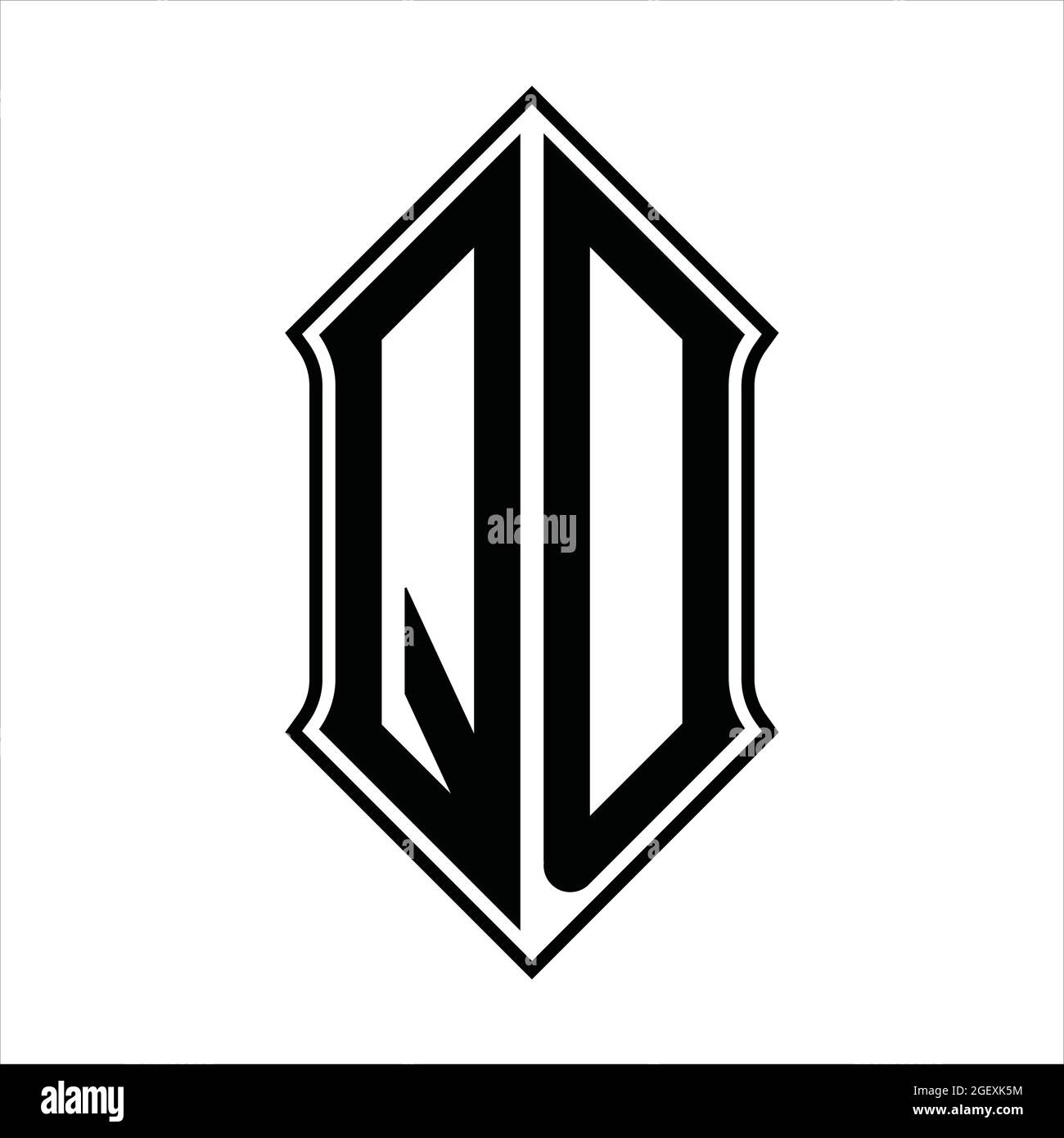 QD Logo monogram with shieldshape and black outline design template ...