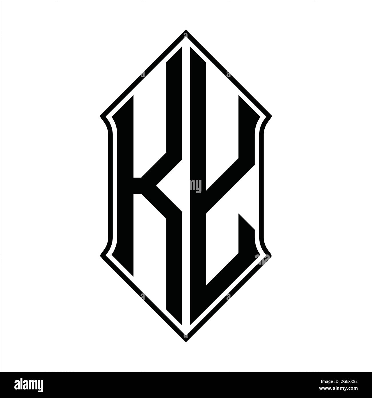 KY Logo monogram with shieldshape and black outline design template ...